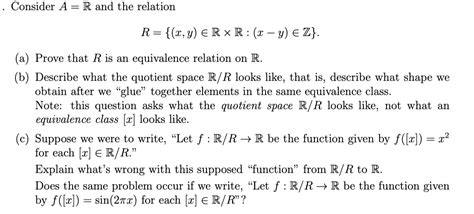 solved consider a r and the relation r { x y e rⓇr x