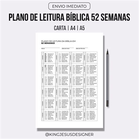 Plano Bíblico de Leitura em 52 Semanas para 2024 Elo7