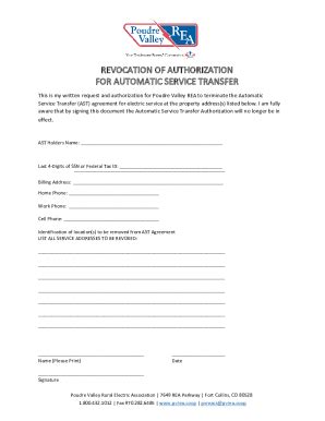 Fillable Online REVOCATION OF AUTHORIZATION FOR AUTOMATIC Fax Email