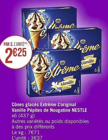 Offre Cônes Glacés L original Vanille Pépites De Nougatine Extrême