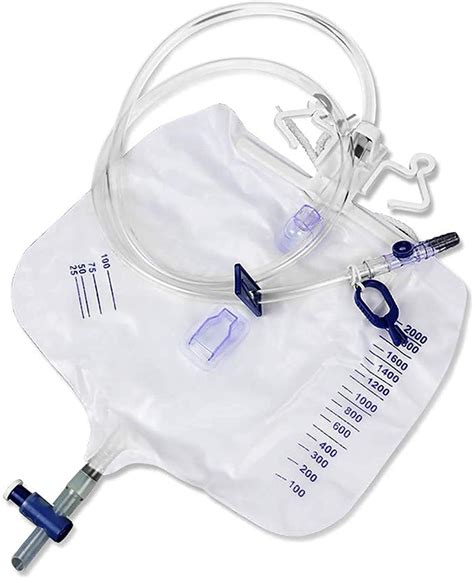 Pack Of 60 Urinary Drainage Bags With Anti Reflux Drip Chamber 2000 Ml