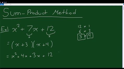 factoring trinomials using the sum product method youtube