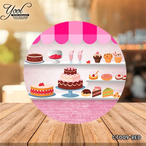 PAINEL CONFEITARIA PATISSERIE REDONDO EM TECIDO SUBLIMADO MEDIDA 1 50