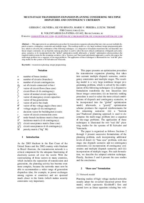 pdf multistage transmission expansion planning considering multiple dispatches and contingency