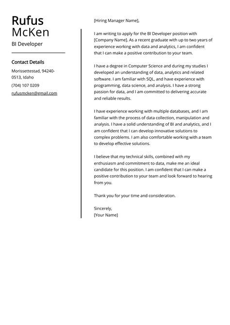 Bi Developer Cover Letter Example Free Guide