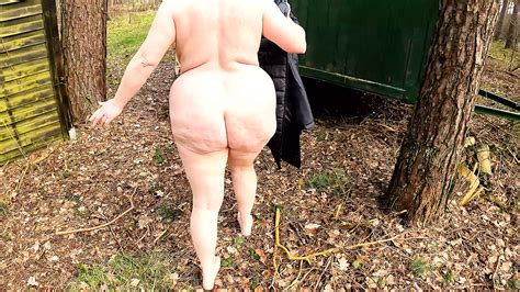 Slapping Her Naked Vagina On Table In The Woods Feat Bouncy Tits