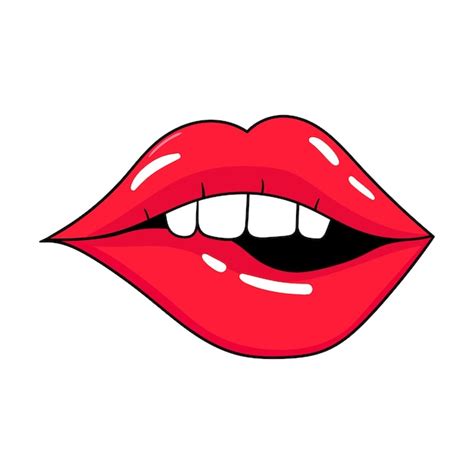 Labios rojos de mujer besos de boca sexy ilustración de vector dibujado
