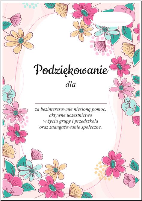 Dyplom Podziękowania Przedszkole wzór 19 SzkolneNaklejki pl