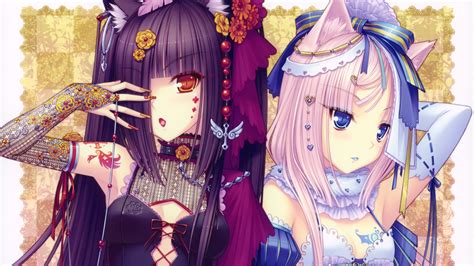 Fondos de pantalla ilustración pelo largo Nekomimi Anime Chicas