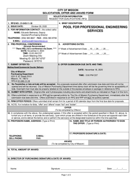 Fillable Online 1 SOLICITATION OFFER AND AWARD Fax Email Print PdfFiller