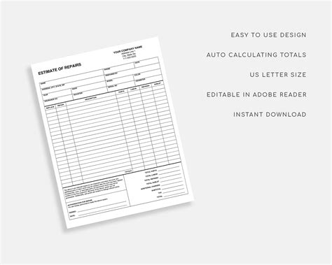 Auto Repair Estimate Body Shop Estimate Auto Body Estimator Etsy