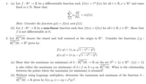solved a let f rn→r be a differentiable function such