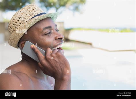 Handsome Shirtless Man Talking On Phone Stock Photo Alamy