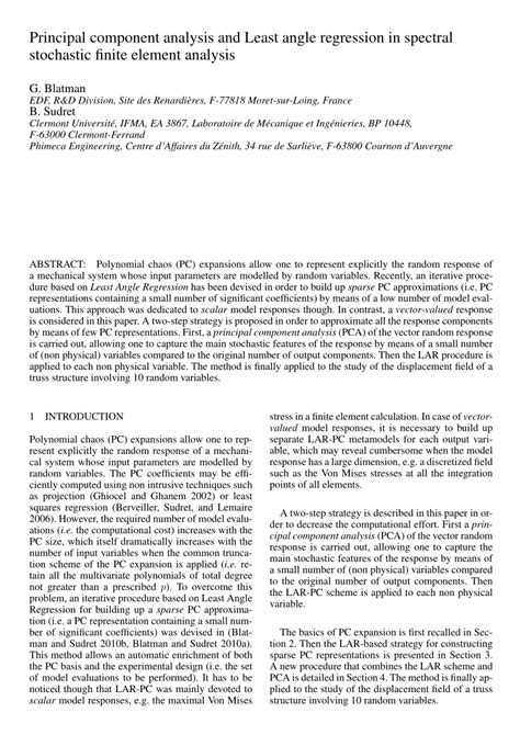 pdf principal component analysis and least angle regression in spectral stochastic finite