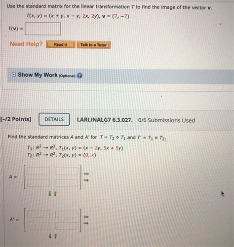 solved use the standard matrix for the linear transformation