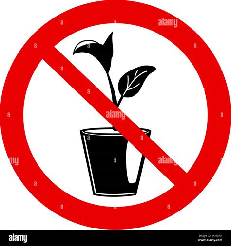 No Houseplants Prohibition Sign Forbidden Icon With Flower Pot On