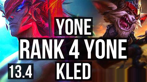 YONE Vs KLED TOP Rank 4 Yone 4 0 1 Rank 14 EUW Challenger 13