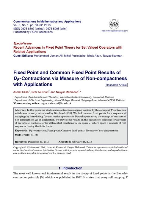 pdf fixed point and common fixed point results of df contractions via measure of non