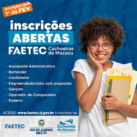 FAETEC abre inscrições gratuitas para 124 vagas em 7 cursos em