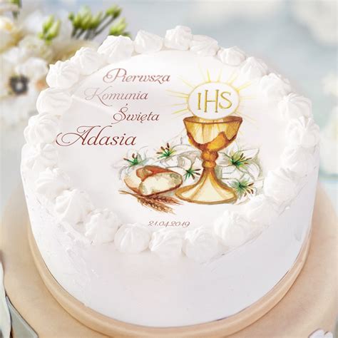 OPŁATEK personalizowany na tort Komunia Św Ø20cm 1001dekoracji