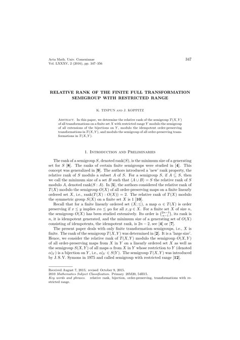 pdf relative rank of the finite full transformation semigroup with restricted range