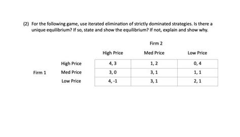2 for the following game use iterated elimination