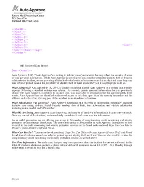 Fillable Online Fillable Online Oag Ca Notice Of Data Breach Oag Ca