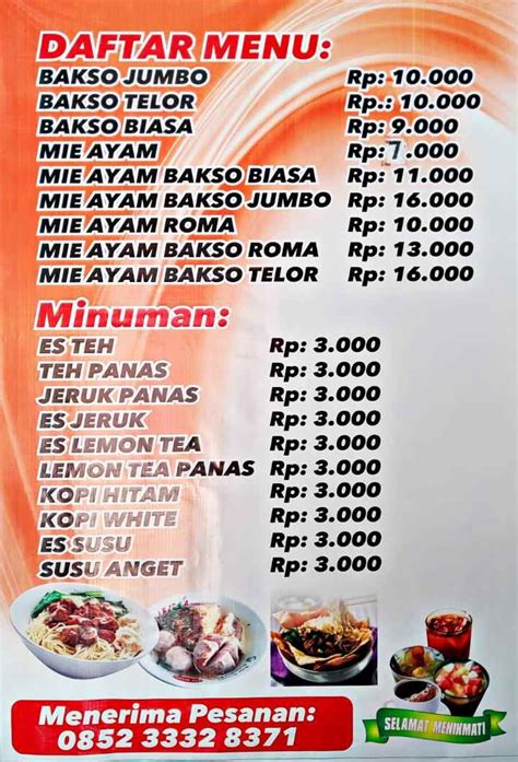 Contoh Daftar Menu Bakso 58 Koleksi Gambar