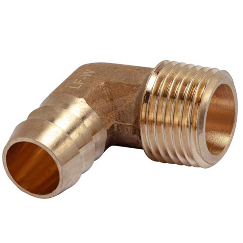 LTWFITTING 5 8 In I D X 1 2 In MIP Brass Hose Barb 90 Degree Elbow