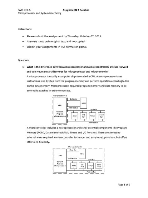 assignment1 solution pdf central processing unit microcontroller