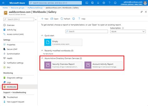 uso de libros de azure monitor con azure ad domain services microsoft learn