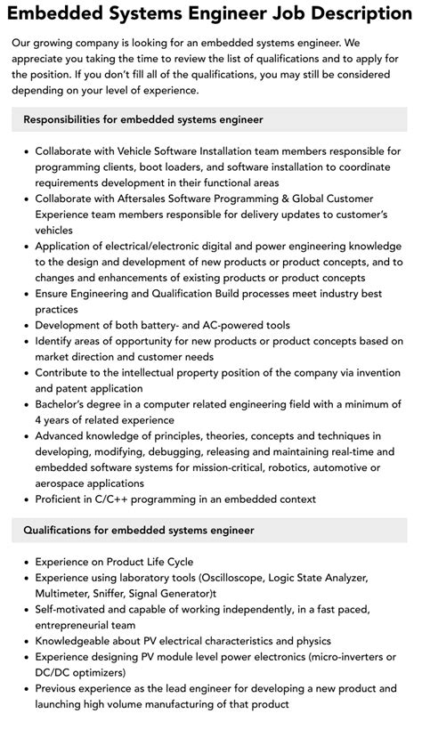embedded systems engineer job description velvet jobs
