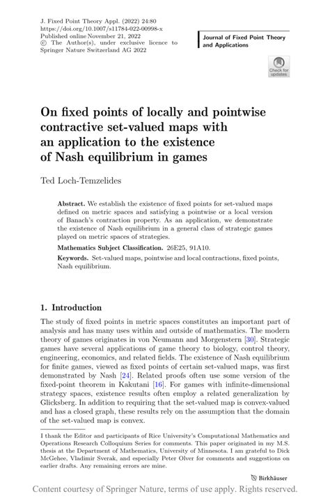 on fixed points of locally and pointwise contractive set valued maps with an application to the