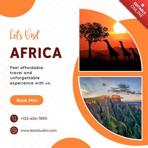 White And Sunset Orange Lets Visit Africa Instagram Post Free Design Template