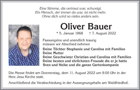 Traueranzeigen von Oliver Bauer Allgäuer Zeitung
