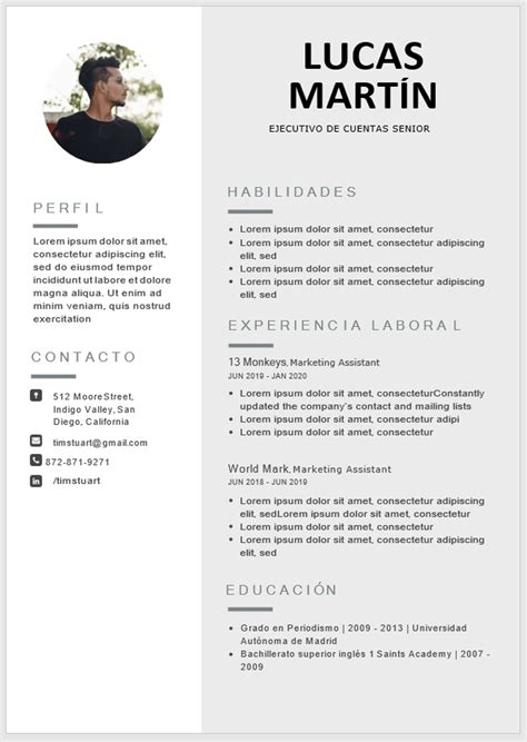 Plantillas De Curriculum Vitae En Pdf Para Rellenar Gratis