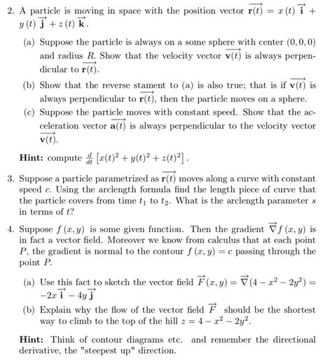 solved 2 a particle is moving in space with the position