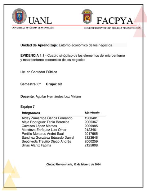 EV 1 Cuadro Sinóptico Equipo 7 Unidad de Aprendizaje Entorno