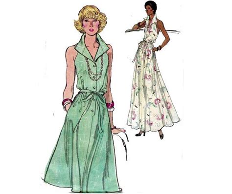 70s Halter Tent Dress Pattern Vogue 9185 Vintage Sewing Etsy Vogue