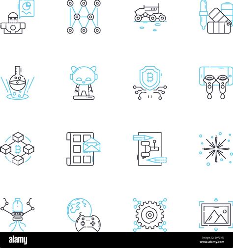 Graphic Elements Linear Icons Set Color Typography Composition