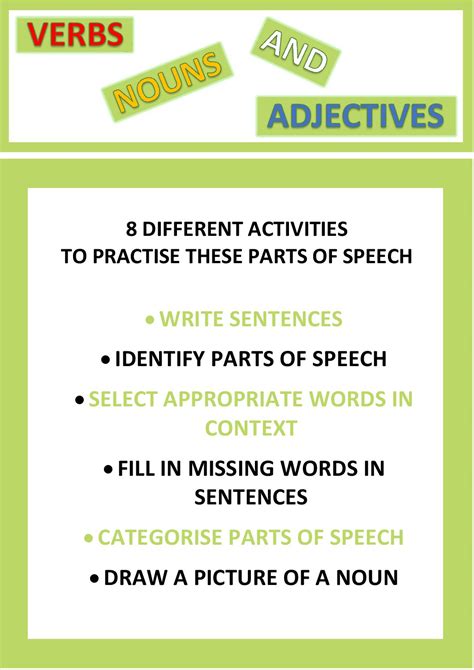 Verbs Nouns And Adjectives Teacha
