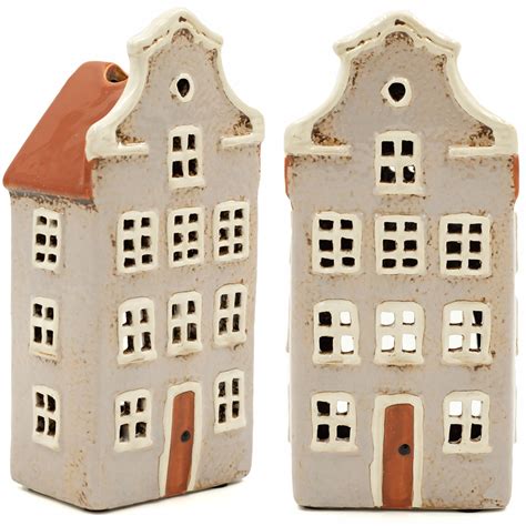 Ceramiczny Domek Wiecznik Lampion Kamieniczka Dekoracyjny Domek Domek