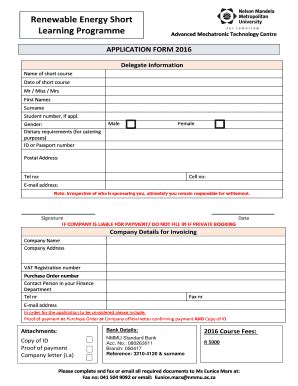 Fillable Online Amtc Nmmu Ac Renewable Energy Short Learning Programme