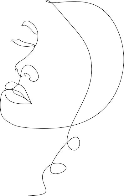 Garota abstrata rosto desenho contínuo de uma linha design de