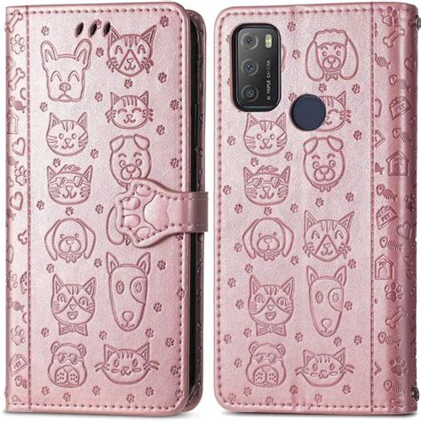 Coque Alcatel 1S 2021 3L 2021 Style Mignon Très Mince Anti Chute PU