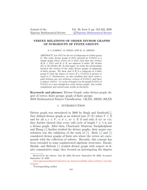 pdf vertex relations of order divisor graphs of subgroups of finite groups