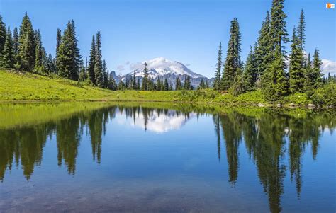 Tipsoo Lake Góry Stany Zjednoczone Jezioro St
