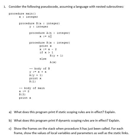 solved consider the following pseudocode assuming a