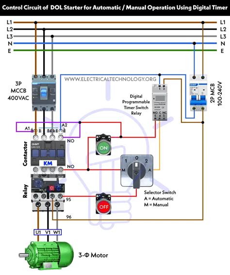 Auto Manual Control Of Phase Motor Using Dol Digital Timer