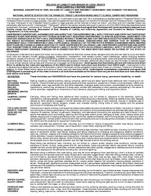 Fillable Online WARNING ASSUMPTION OF RISK RELEASE OF LIABILITY AND